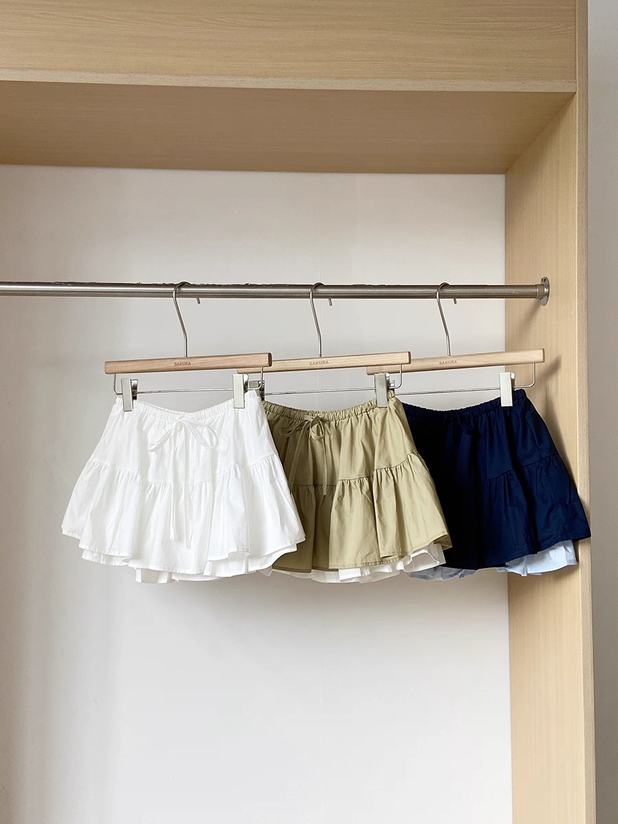 Fake two-piece splicing high waist lace-up skirt for women 2025 summer new style sweet age ...